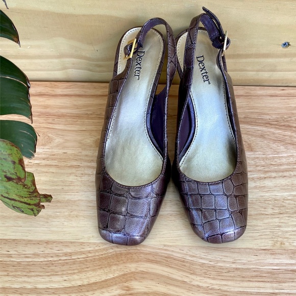 Dexter | Shoes | Dexter Faux Croc Brown Slingback Pumps 3 Size 5 | Poshmark